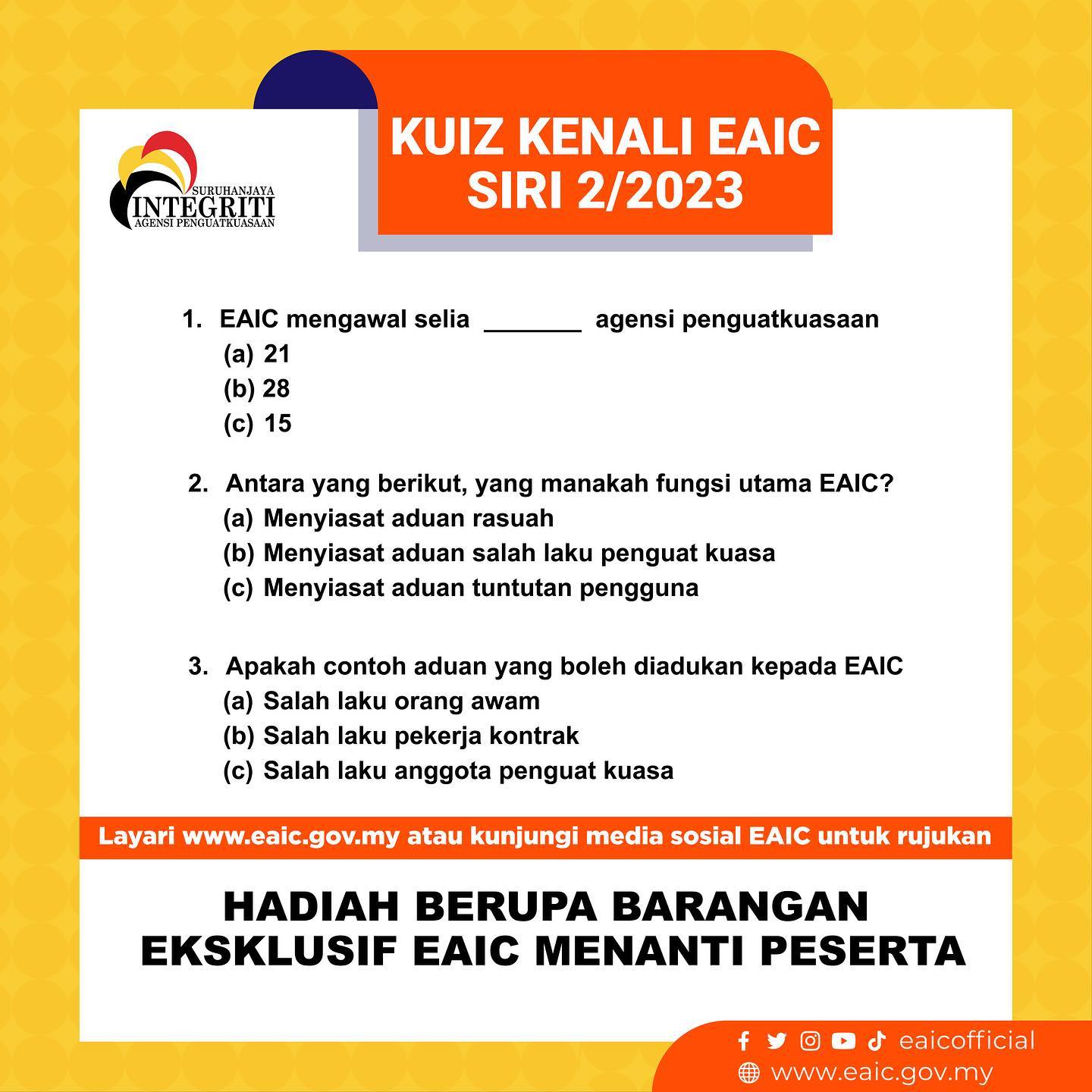Jom Sertai Kuiz Kenali EAIC Hari Ini