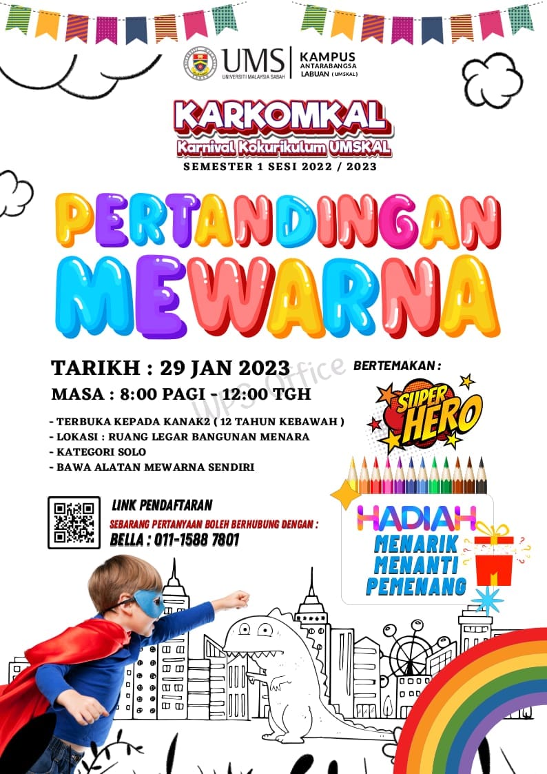 Pertandingan Mewarna Terbuka kepada semua kanak-kanak bawah 12 tahun